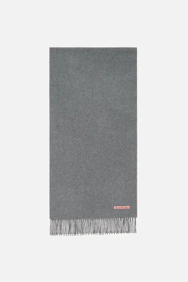 Acne Studios Fringe Wool Scarf – Narrow - Grey Melange