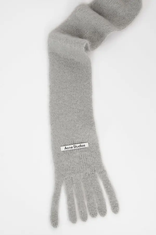 Acne Studios Skinny Logo Scarf - Grey