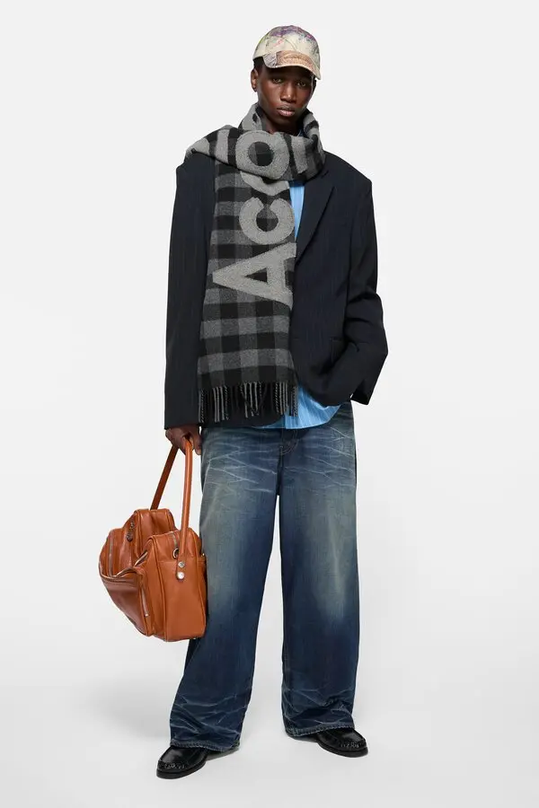 Acne Studios Check Logo Scarf