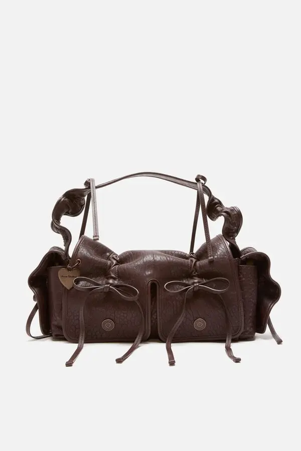 Acne Studios Multipocket Grained Leather Shoulder Bag - Chocolate Brown