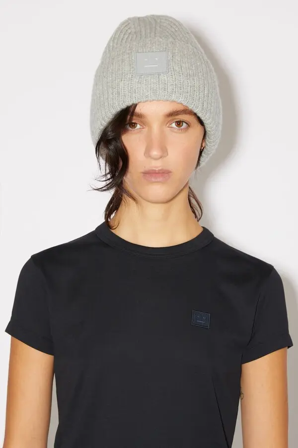 Acne Studios Pansy Face Beanie - Light Grey Melange