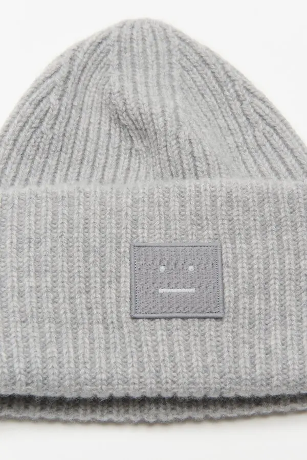 Acne Studios Pansy Face Beanie - Light Grey Melange