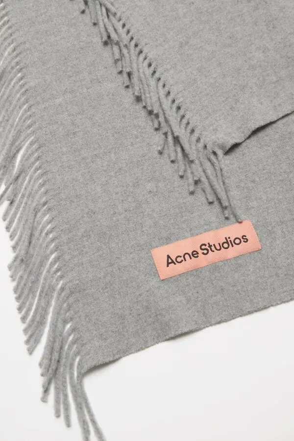 Acne Studios Fringe Wool Scarf - Light Grey Melange