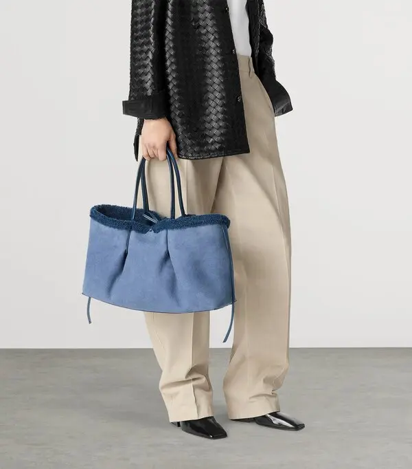 Bottega Veneta Shearling Pinacoteca Tote Bag - Blue