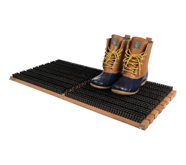 KINGS COUNTY TOOLS Kings County Wooden Door Mat Boot Brush Scraper Outdoor Mat - One-color