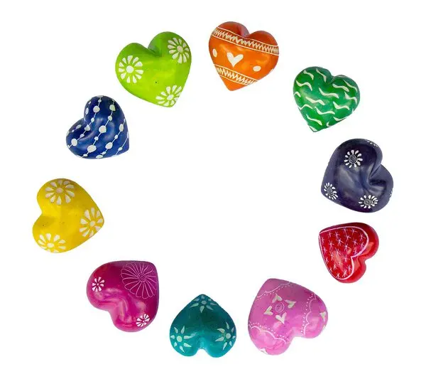 GLOBAL CRAFTS 10pc Carved Soapstone Hearts Mult I-color Set - One-color
