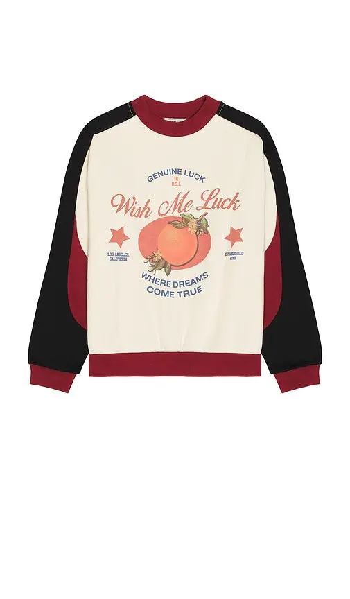 WISH ME LUCK Genuine Luck Crewneck Sweater - Black & Burgundy