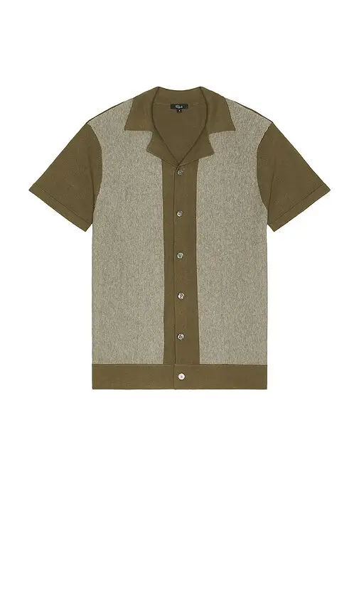 Rails Silas Knitted Shirt In Green - Olive Khaki Stripe