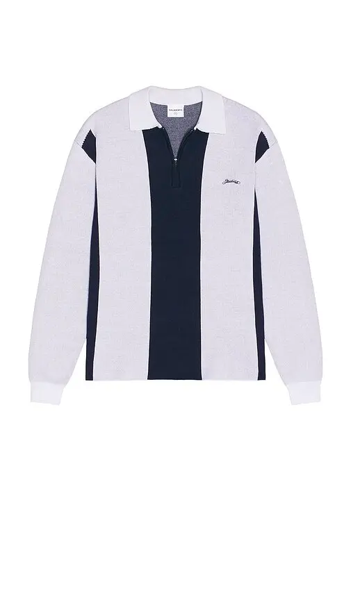 STUDENTS GOLF Gibson Fleece Long Sleeve Polo In Light Grey