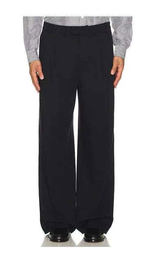 KROST Eco Wool Pleated Trouser - Dark Navy