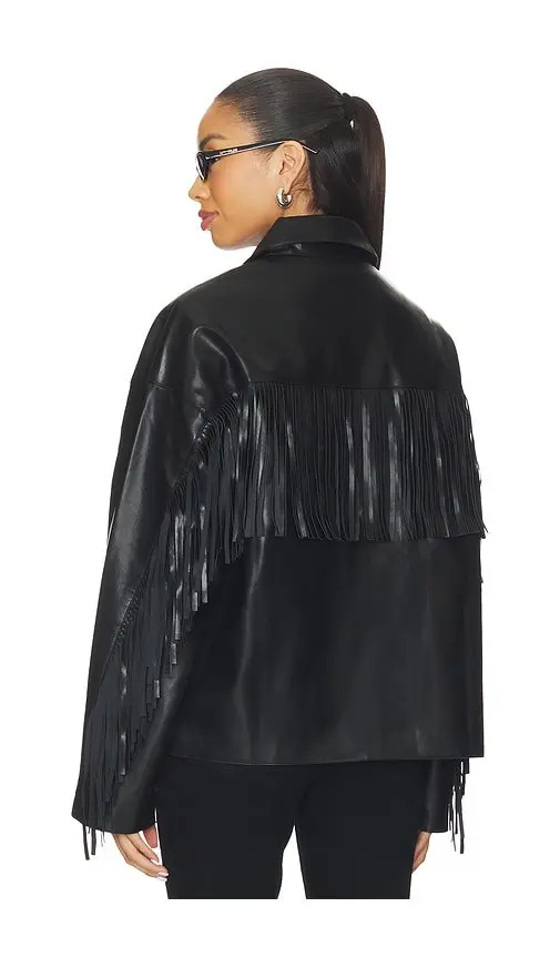 MORE TO COME Mia Faux Leather Jacket - Black