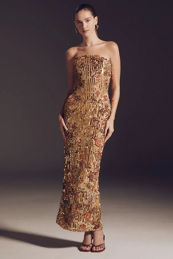 Mac Duggal Strapless Column Maxi Dress