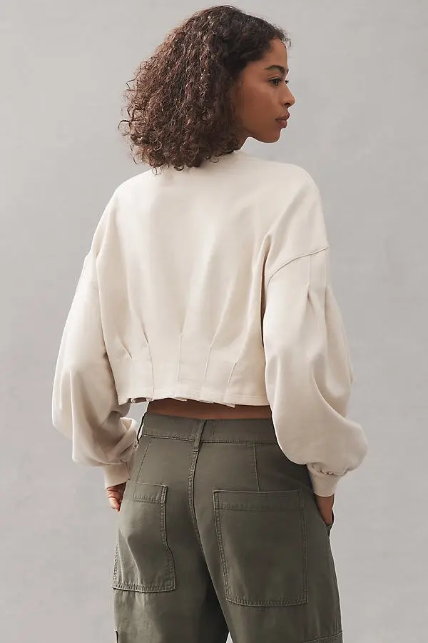Anthropologie Waisted Crop Sweatshirt - Oatmeal Heather