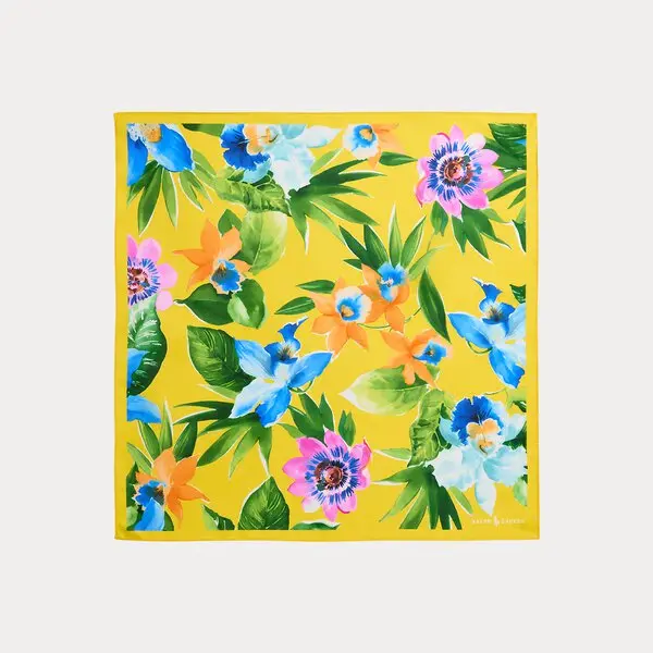 Ralph Lauren Floral Silk Habotai Bandanna - Yellow