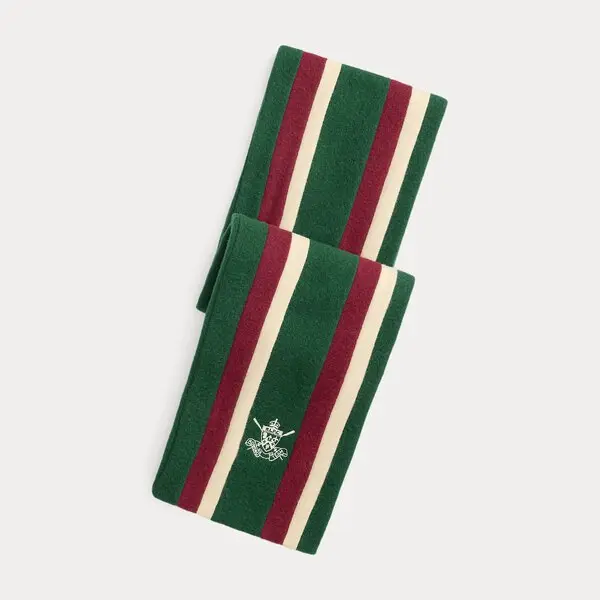 Ralph Lauren Crest Striped Wool Scarf - Green Multi