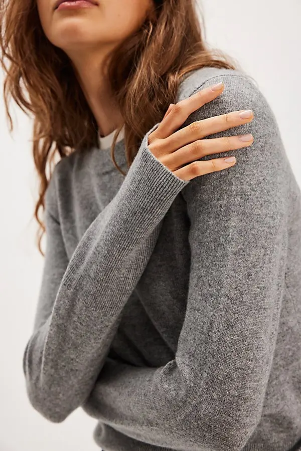 Free People Malibu Cashmere Crewneck Sweater - River Stone