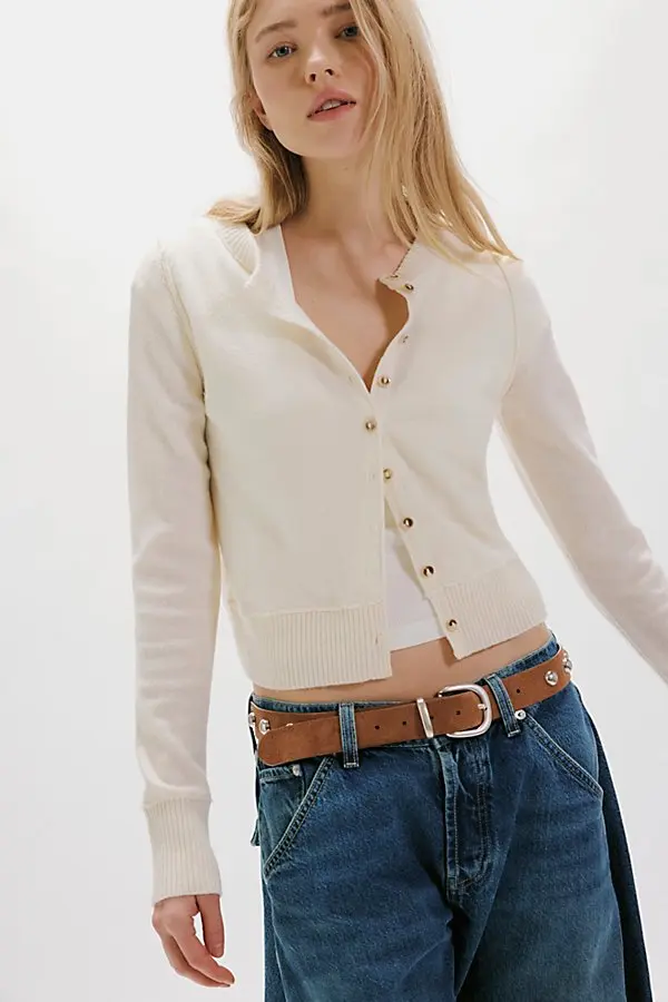 Free People Cashmere Cardi - White Alyssum