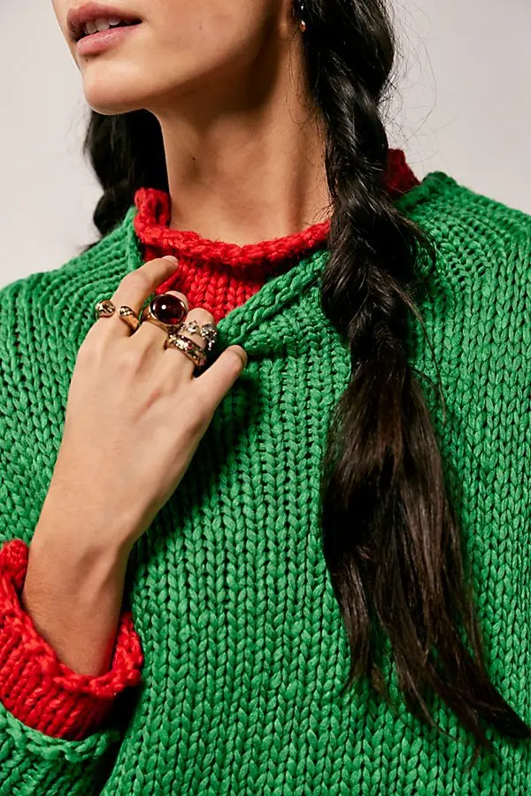 Free People Opal Rollneck Knit Sweater - Green Ivy