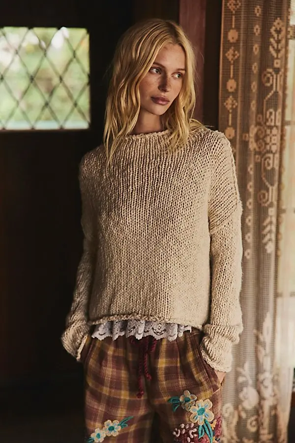 Free People Opal Rollneck Knit Sweater - Tea