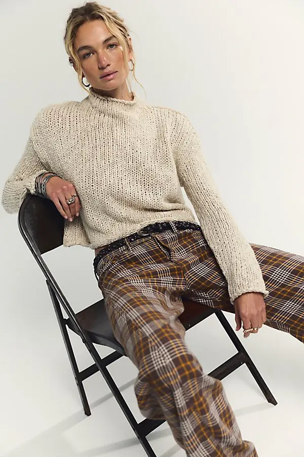 Free People Opal Rollneck Knit Sweater - Tea