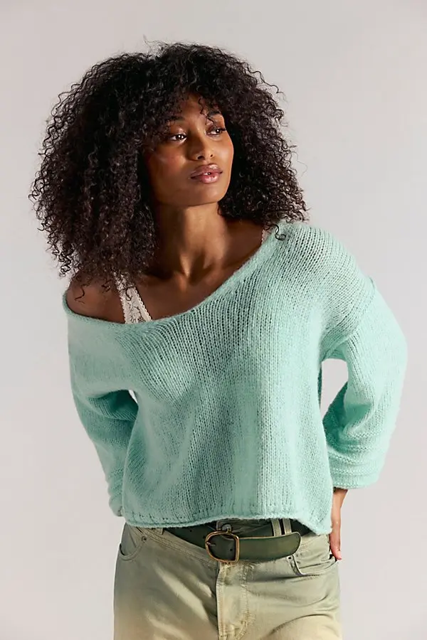Free People Marina Softspun Knit Sweater - Mermaid