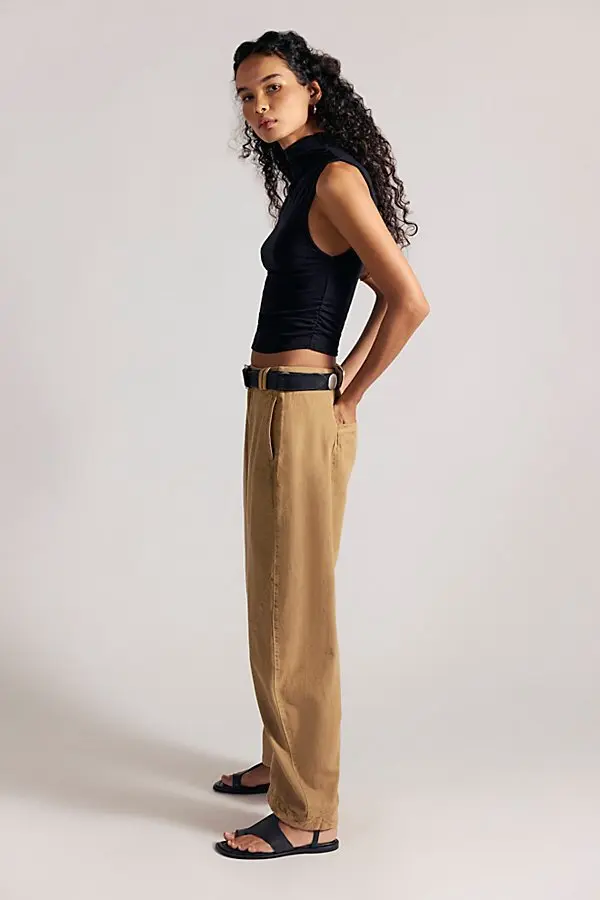 Free People Spotlight Washed Chino Trousers - Iced Coffee