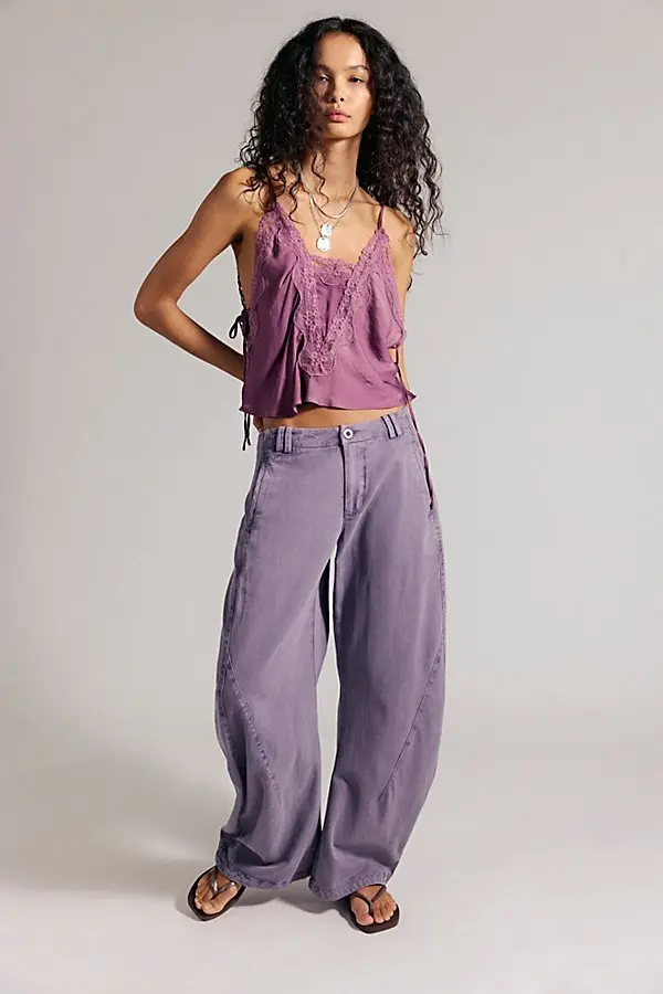 Free People Spotlight Washed Chino Trousers - Purple Smoke