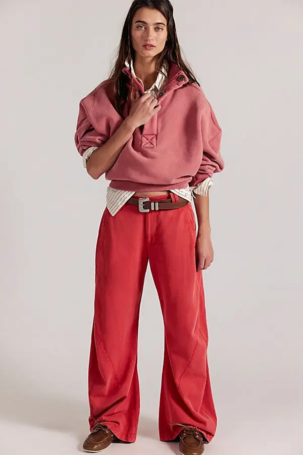 Free People Spotlight Washed Chino Trousers - Red Clay