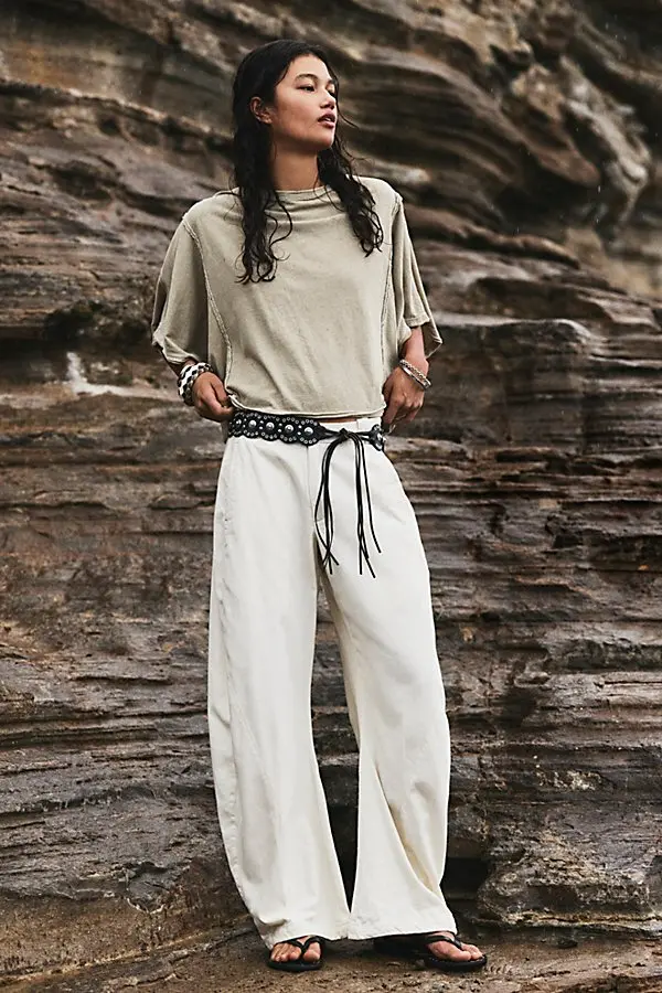 Free People Spotlight Washed Chino Trousers - Tofu