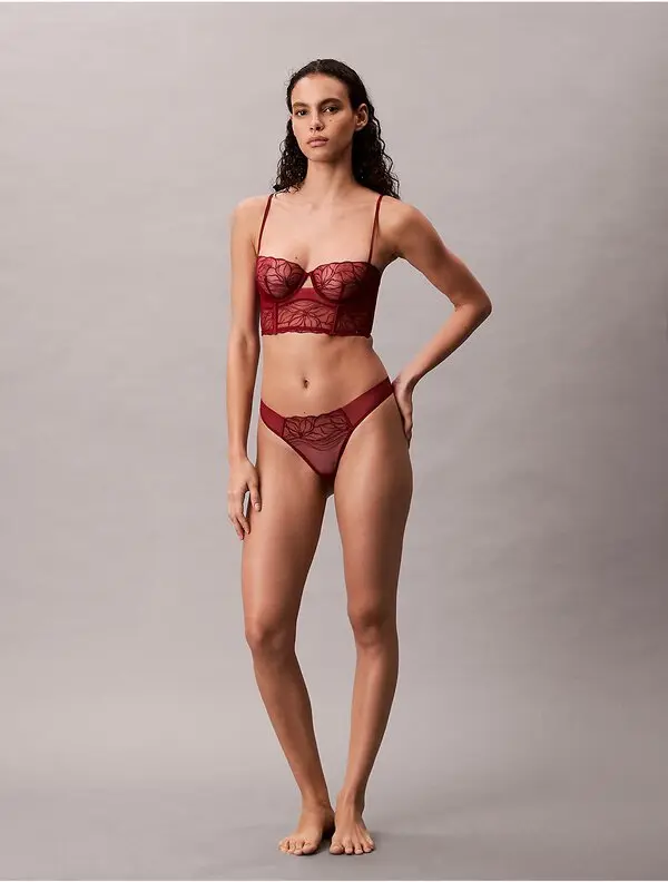 Calvin Klein Floral Lace Thong - Fall Berry