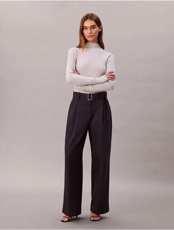 Calvin Klein Belted Tailored Pants - Inkwell