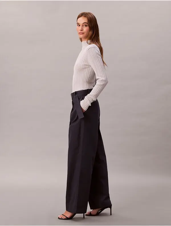 Calvin Klein Belted Tailored Pants - Inkwell
