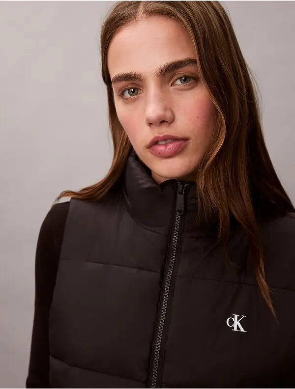Calvin Klein Nylon Monogram Puffer Vest - Black