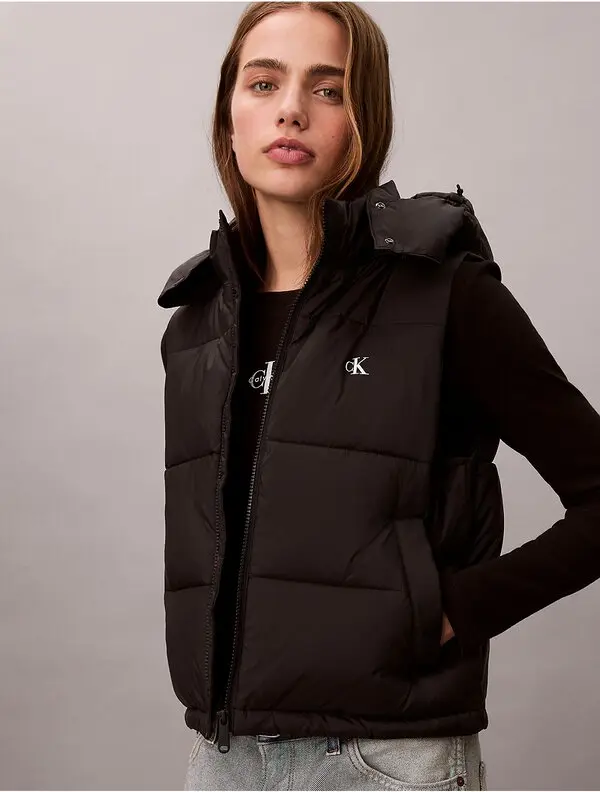 Calvin Klein Nylon Monogram Puffer Vest - Black