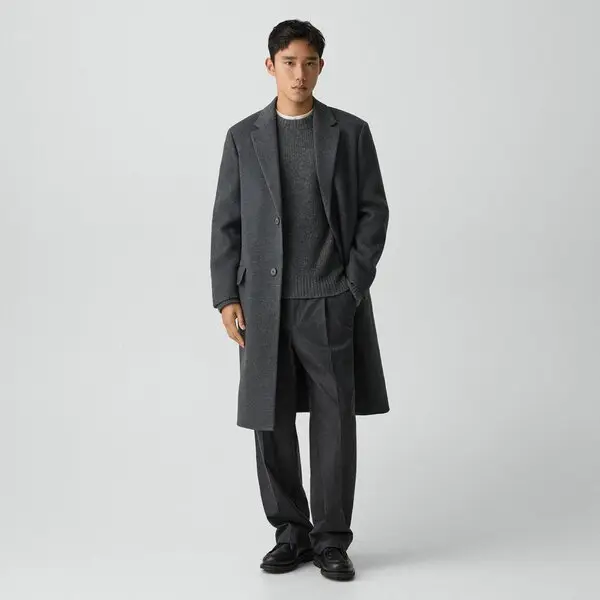 Theory Two-button Atelier Wool Coat - Charcoal Melange