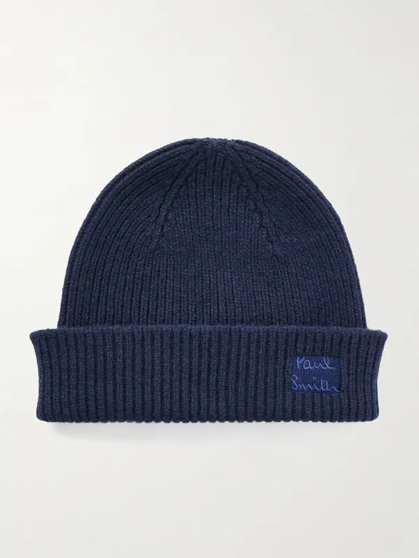 Paul Smith Ribbed Recycled-cashmere And Merino Wool-blend Beanie - Blue