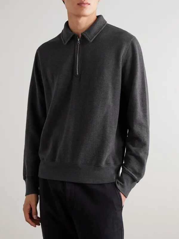 Hartford Cotton-blend Jersey Half-zip Sweatshirt