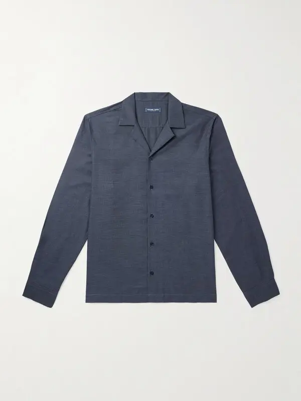 Frescobol Carioca Safra Herringbone Cotton-flannel Shirt - Blue