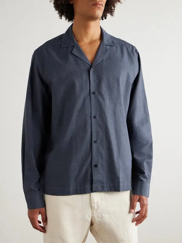 Frescobol Carioca Safra Herringbone Cotton-flannel Shirt - Blue