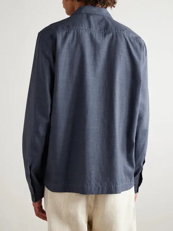 Frescobol Carioca Safra Herringbone Cotton-flannel Shirt - Blue