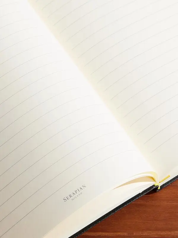 SERAPIAN Large Logo-print Full-grain Cachemire Leather Notebook