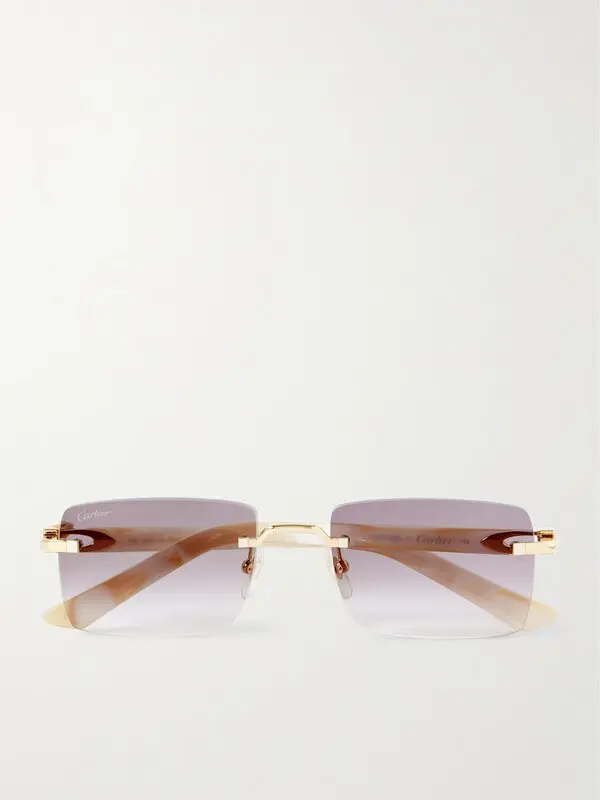 CARTIER Signature C Rimless Rectangular Sunglasses - Gold
