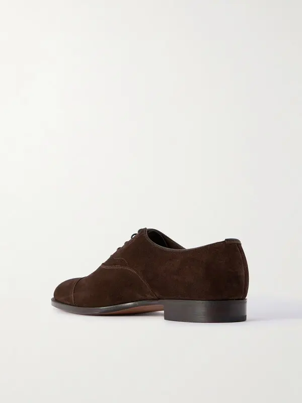 EDWARD GREEN Chelsea Cap-toe Suede Oxford Shoes - Brown
