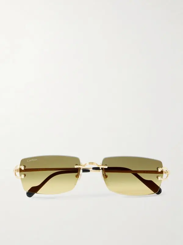 Cartier Signature Square-frame Rimless Sunglasses - Gold