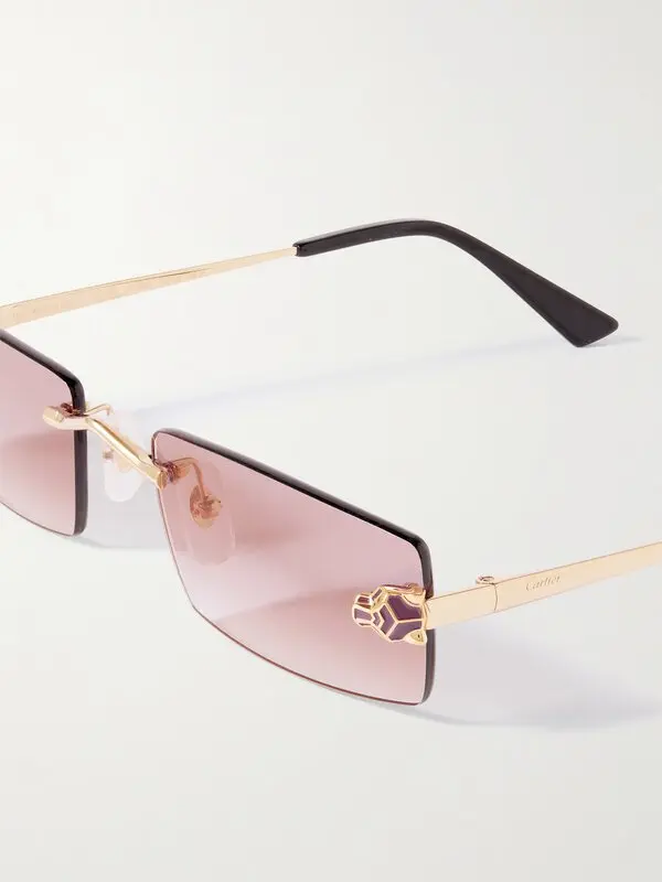 CARTIER Panthère De Rimless Rectangular Sunglasses