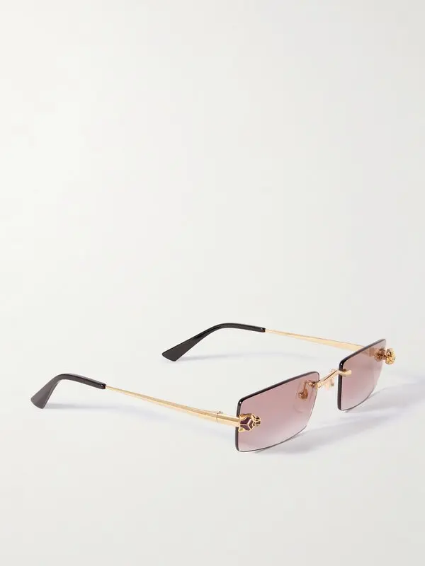 CARTIER Panthère De Rimless Rectangular Sunglasses