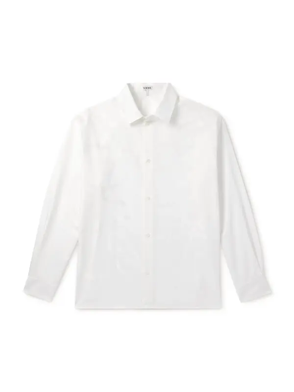 Loewe Anagram Logo-jacquard Cotton-twill Shirt - White
