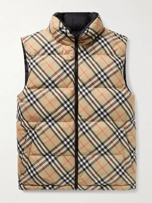 Burberry Slim-fit Reversible Quilted Checked Down Gilet - Neutrals