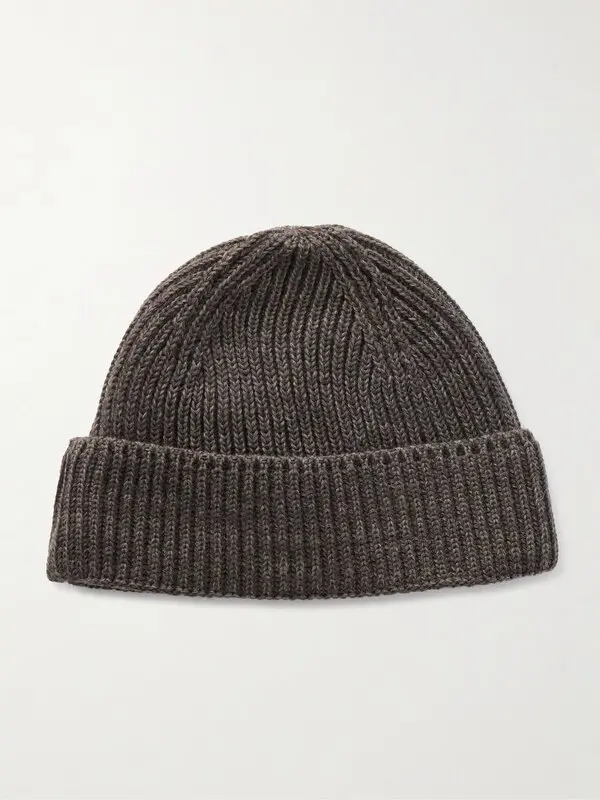 S.N.S. HERNING Fender Ribbed Virgin Wool Beanie - Brown
