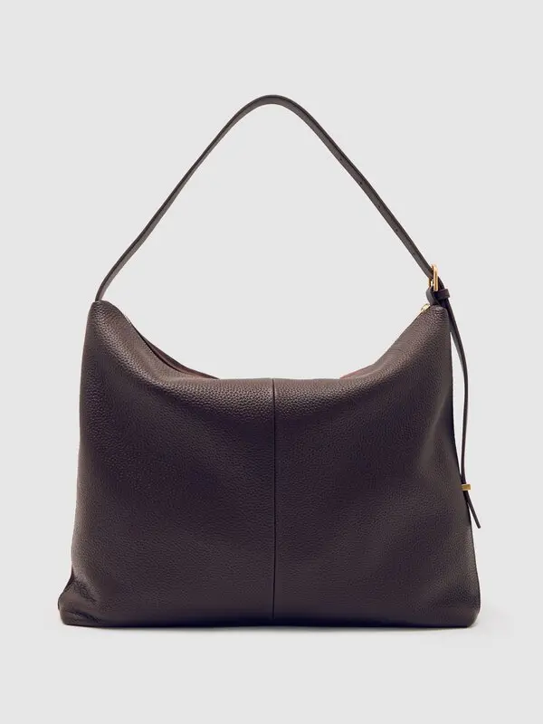 REISS Grained Leather And Suede Tote Bag - Burgundy
